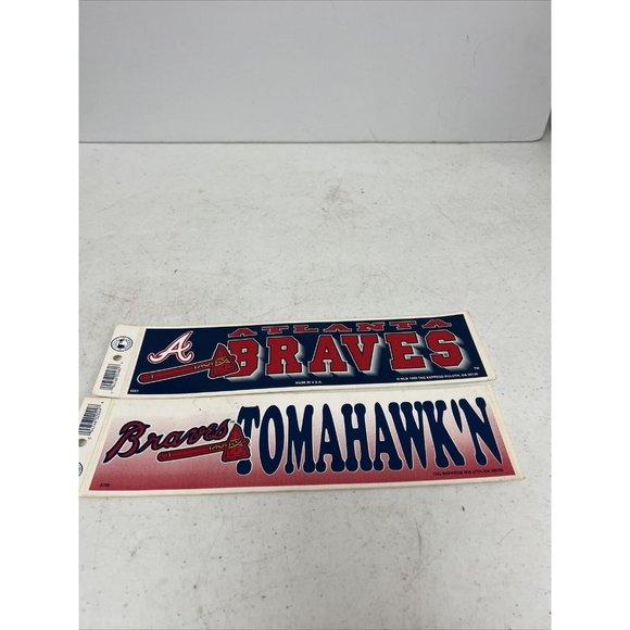 Other | Vtg Atlanta Braves Bumper Stickers Tomahawkn Mlb Hank Aaron ...